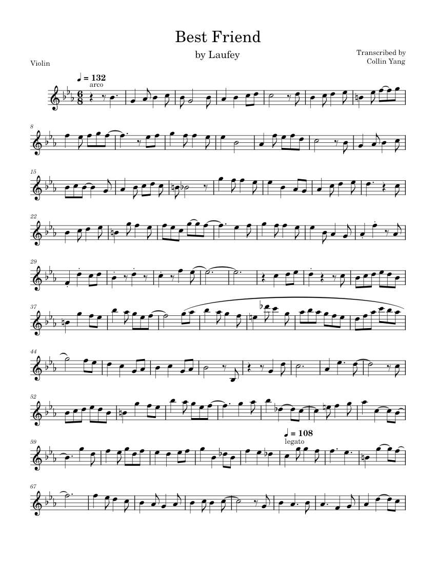 Best Friend – Laufey Best Friend Sheet Music for Violin (Solo ...