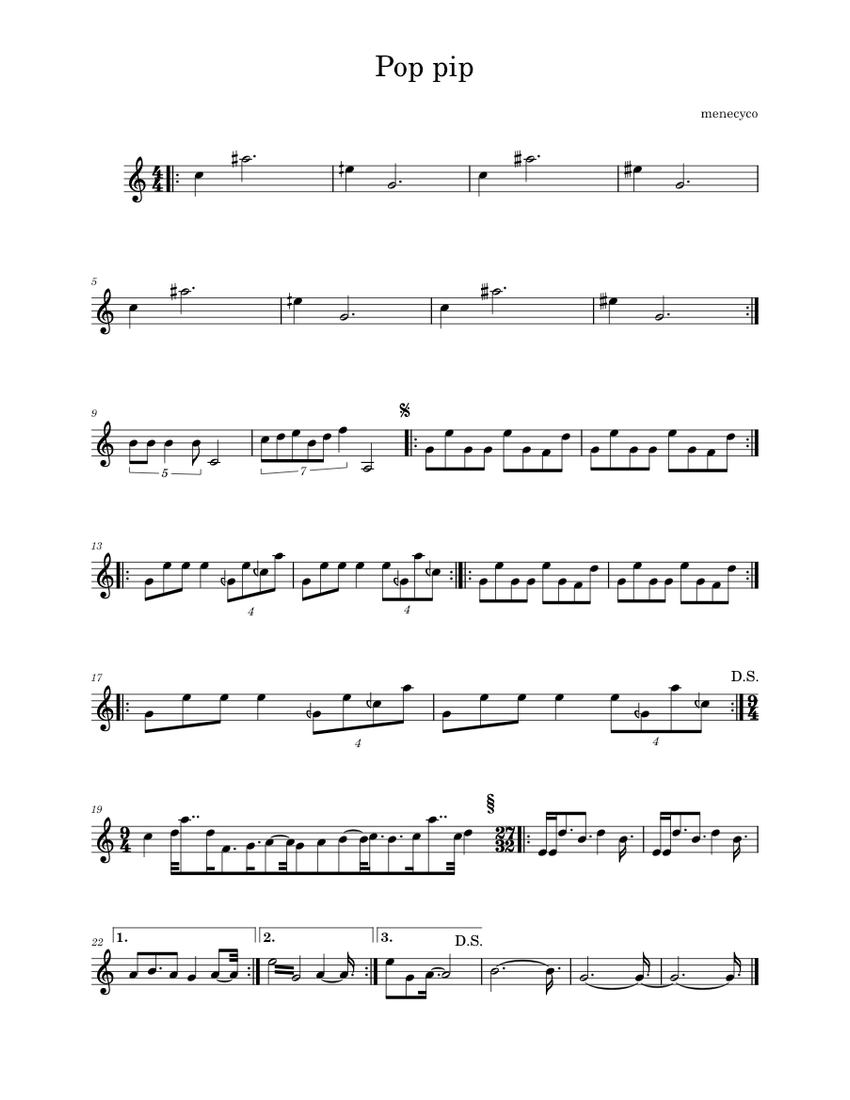 Pop pip Sheet music for Piano (Solo) Easy | Musescore.com