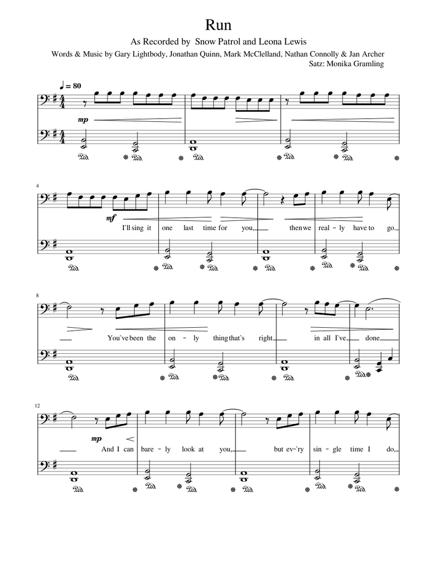 Run - piano tutorial