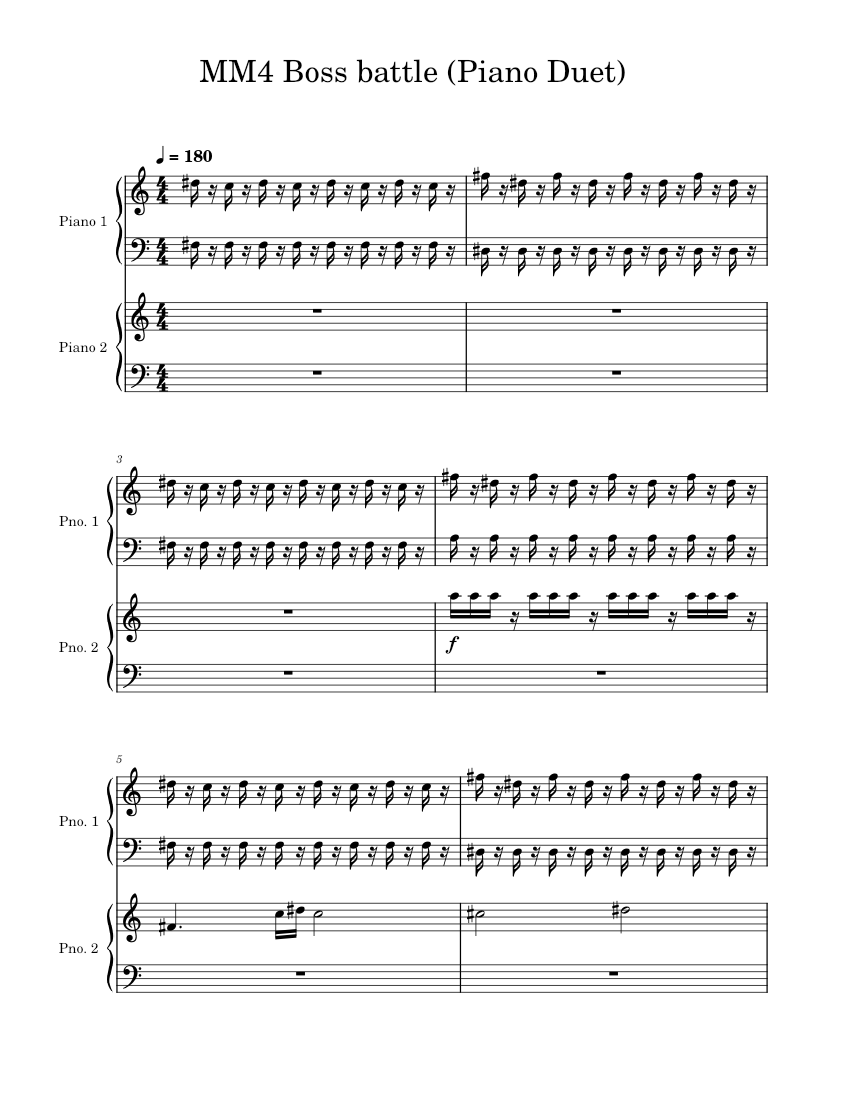 MM4 Boss battle (Piano Duet) Sheet music for Piano (Piano Duo ...