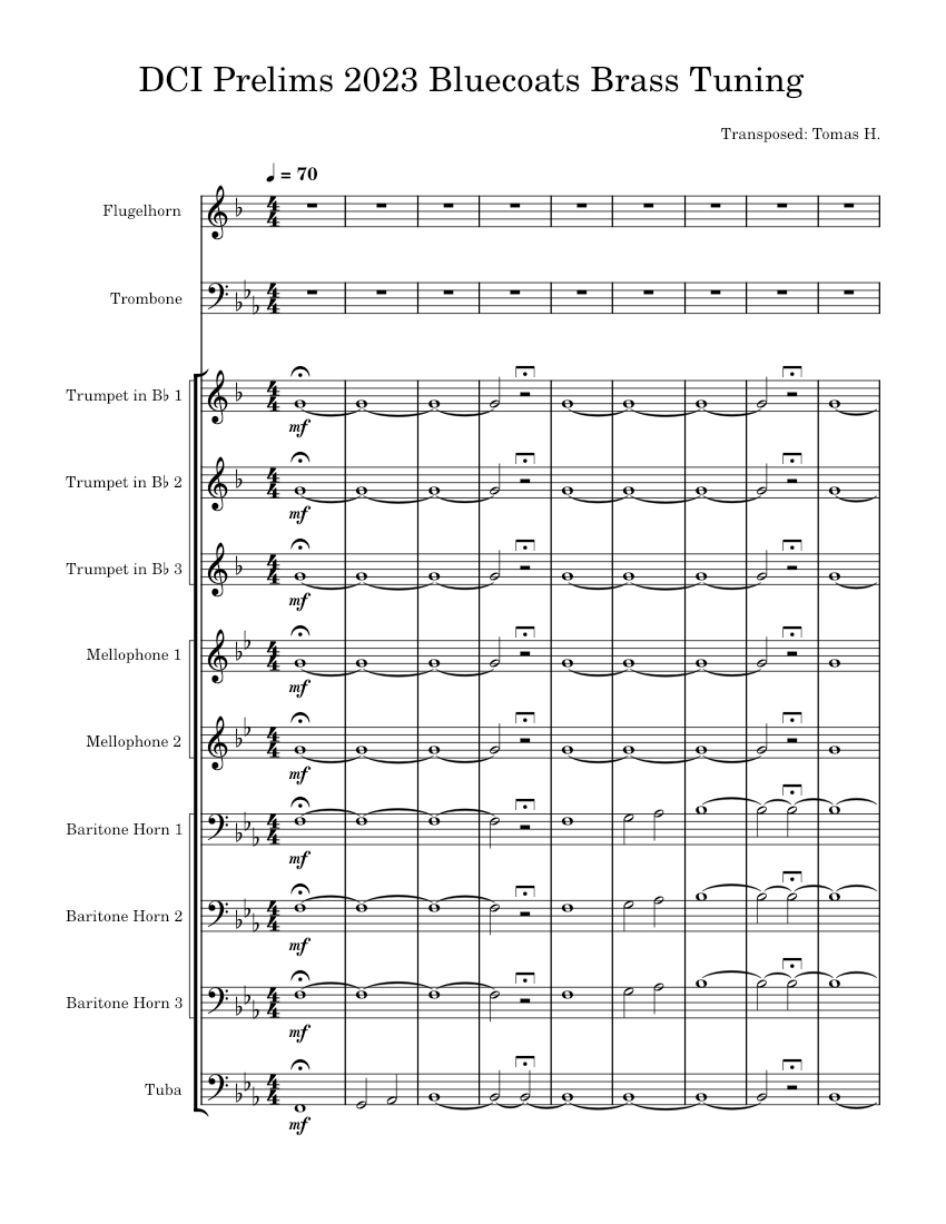 DCI Prelims 2023 Bluecoats Brass Tuning Sheet music for Trombone, Tuba ...