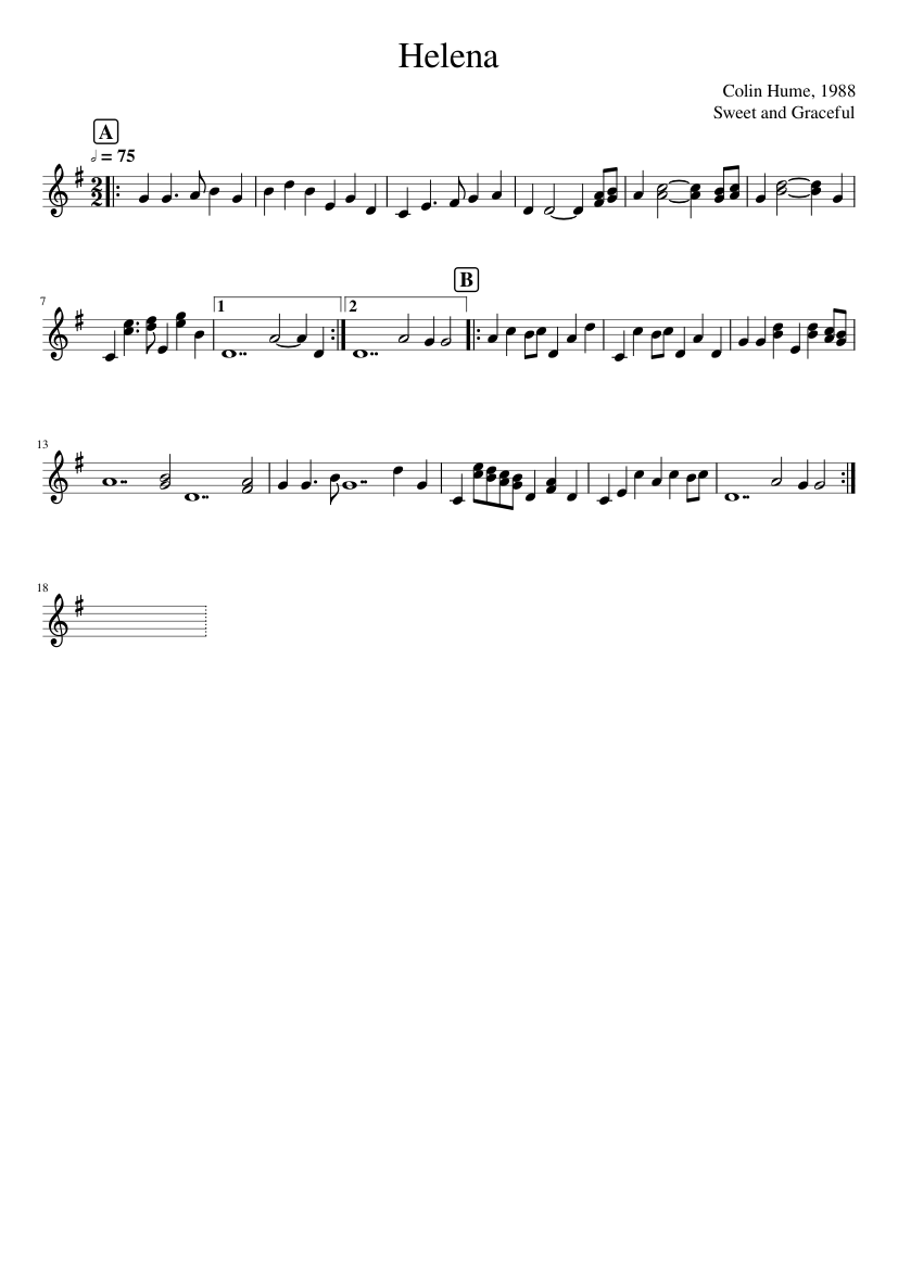 Colin Hume - Helena Sheet music for Piano (Solo) Easy | Musescore.com