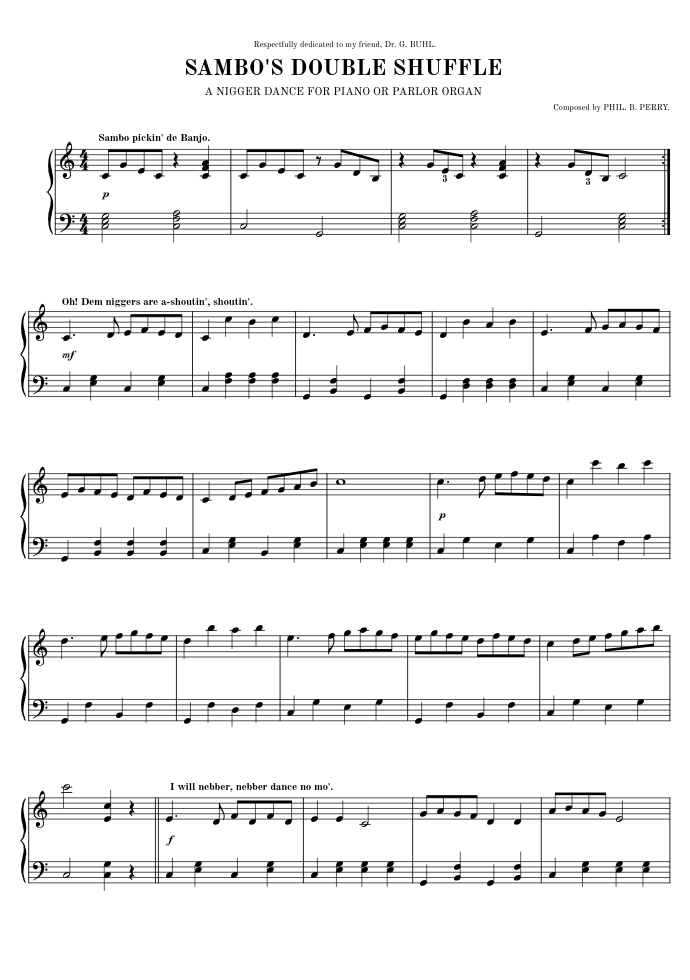 Sambo's Double Shuffle – Philip B. Perry (1883) Sheet music for Piano ...