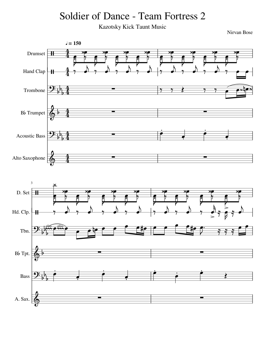 Soldier of Dance - Team Fortress 2 Sheet music for Trombone, Saxophone ...