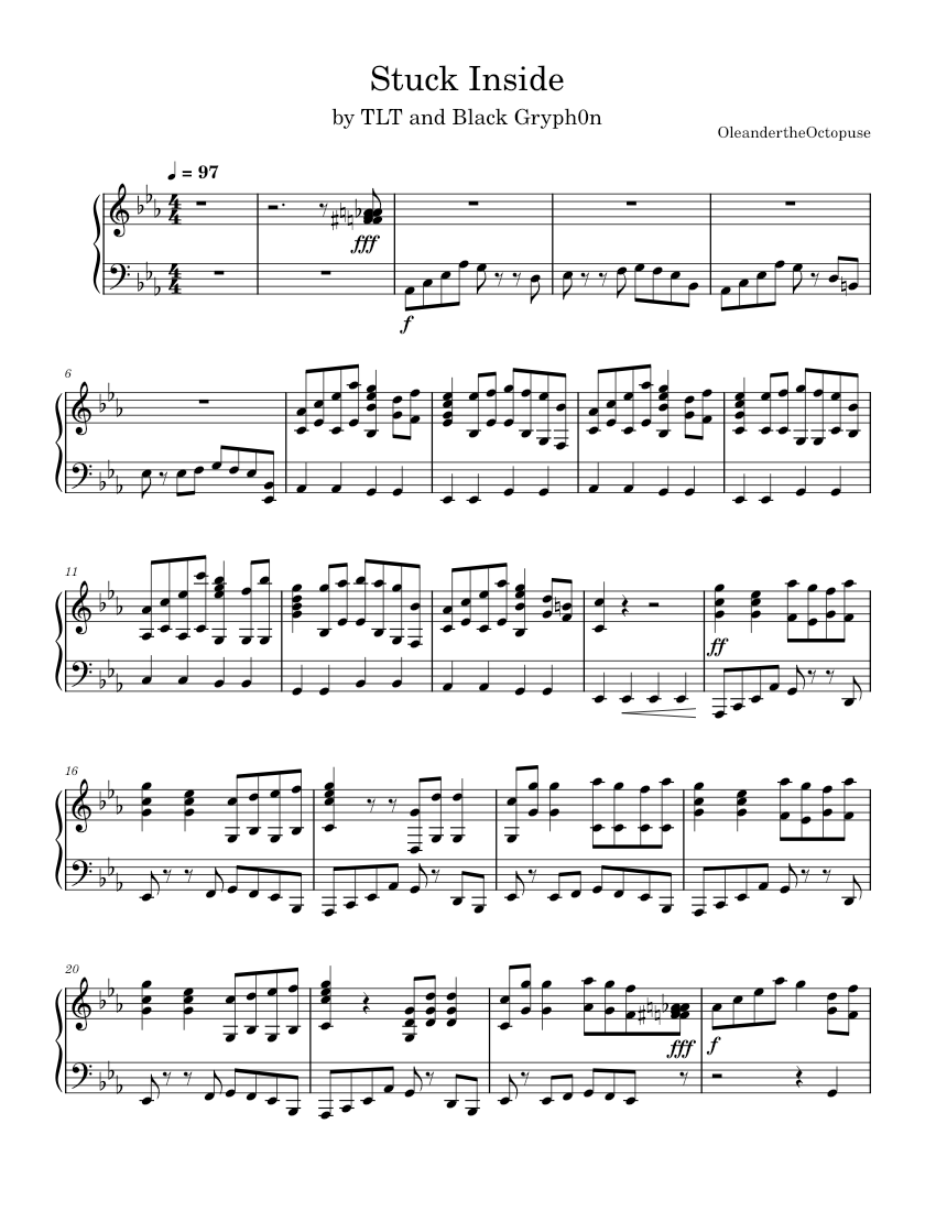 Stuck Inside – The Living Tombstone & Black Gryph0n Sheet Music for ...