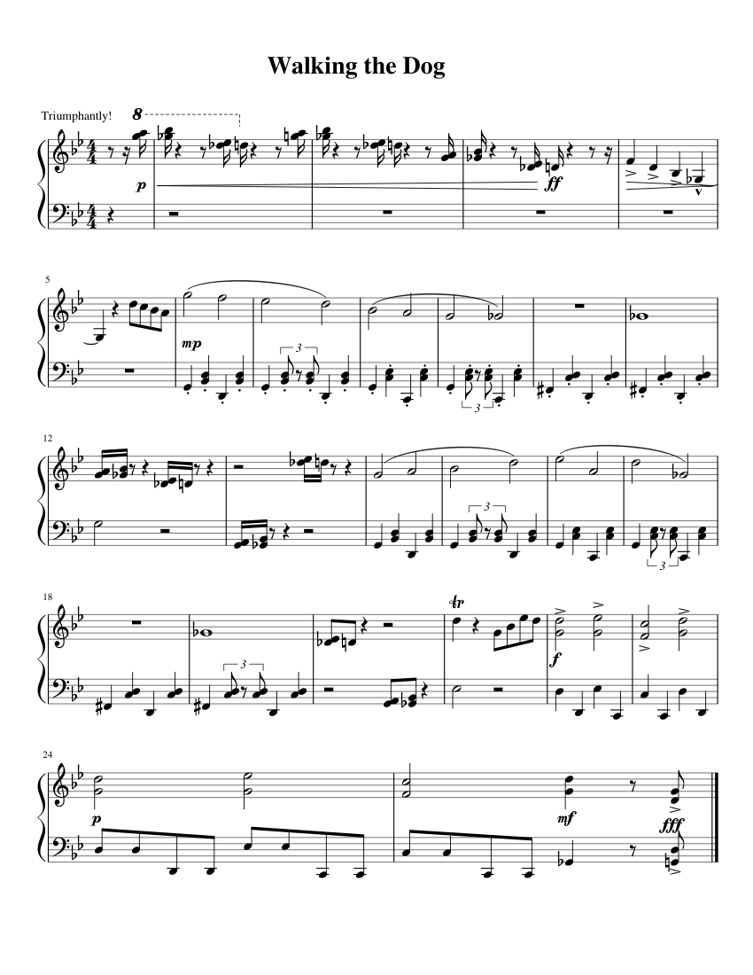 Walking the Dog Sheet music for Piano (Solo) Easy | Musescore.com