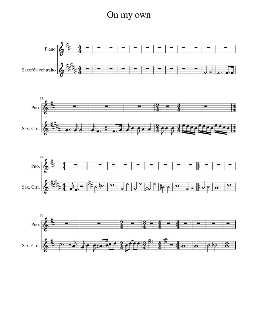 Part Sheet music for Piano, Saxophone (Alto) (Solo) | Musescore.com