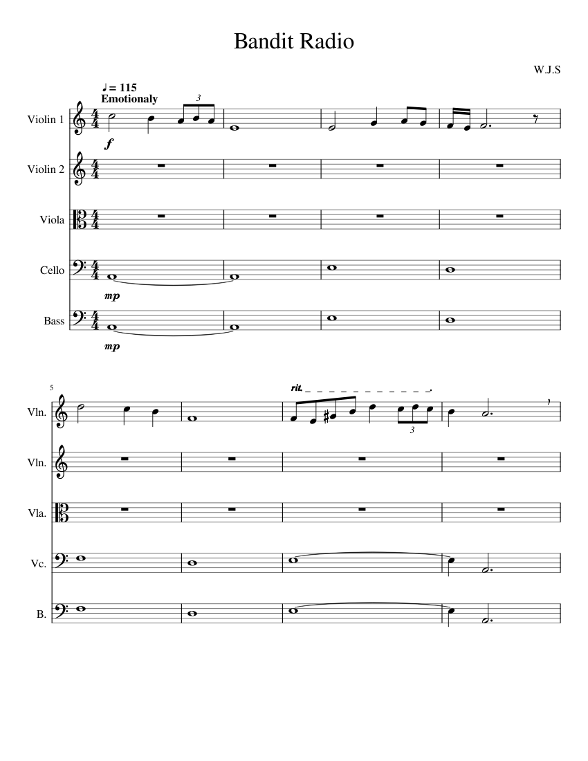 Bandit Radio - Orchestral Cover Sheet music for Contrabass, Violin ...