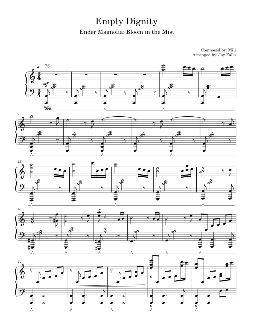 ENDER MAGNOLIA - Empty Dignity Sheet Music for Piano (Solo) | MuseScore.com