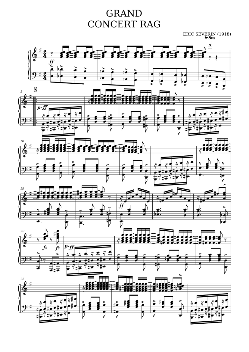 Grand Concert Rag by Eric Severin (1918) Sheet music for Piano (Solo ...