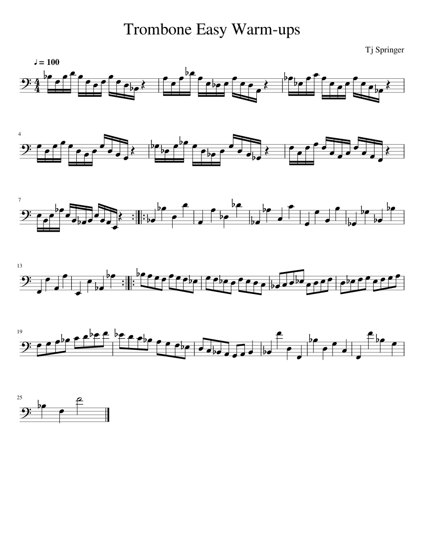 Trombone Easy Warm-ups Sheet Music for Trombone (Solo) | MuseScore.com