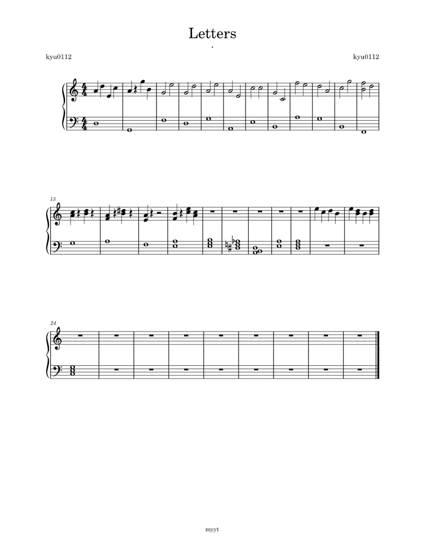 Letters Sheet music for Piano (Solo) | Musescore.com