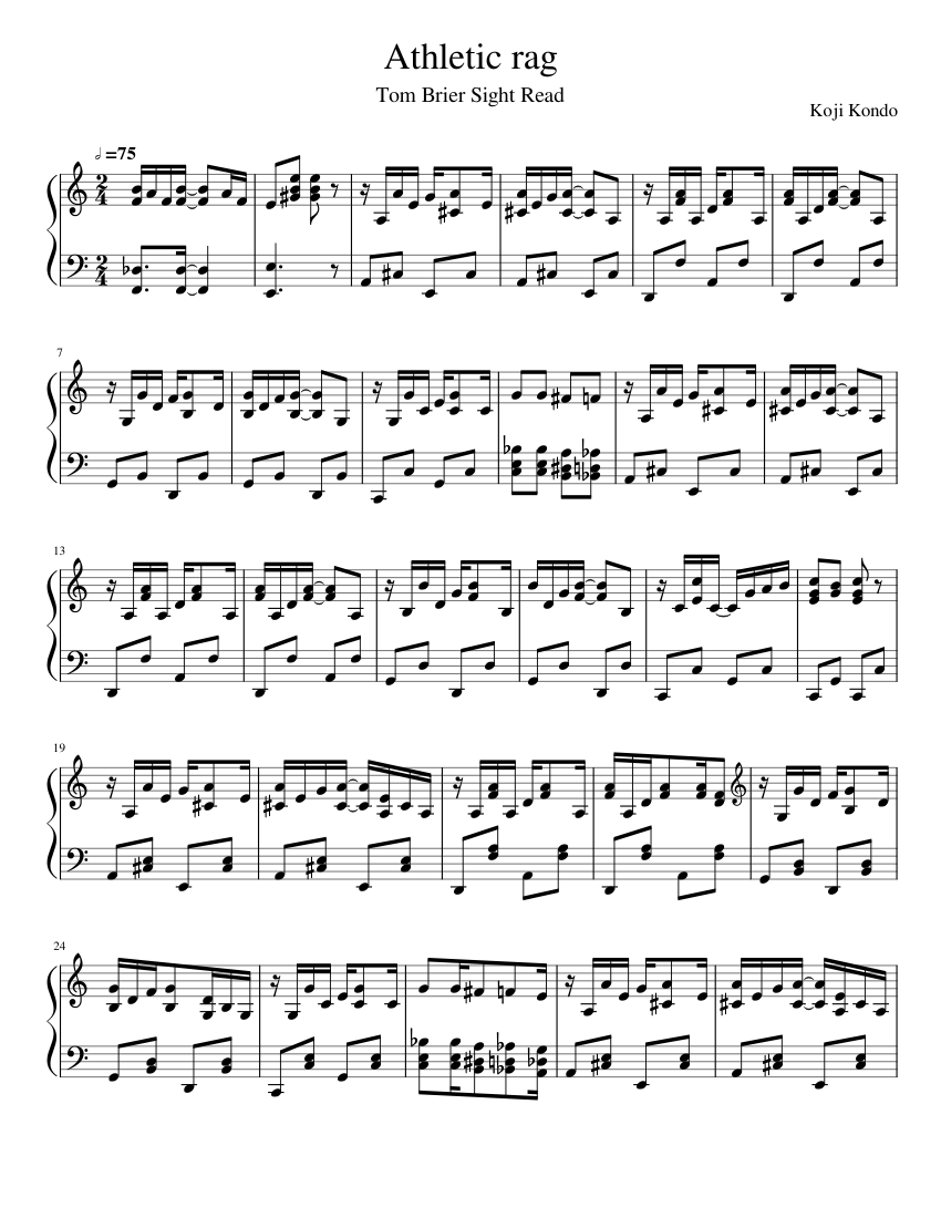 tom brier Athletic_rag Sheet music for Piano (Solo) | Musescore.com