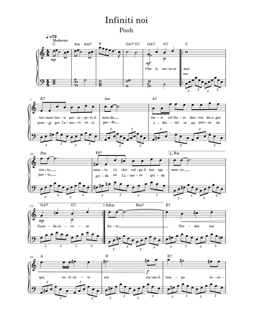 Infiniti Noi – Pooh Sheet music for Piano (Solo) | Musescore.com