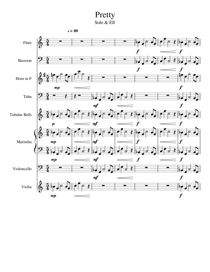 Pretty Sheet music for Tuba, Flute, Bassoon, French horn & more ...