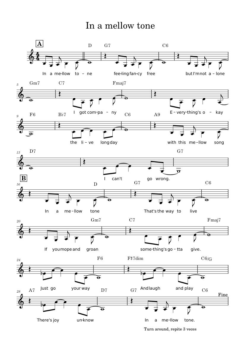 In A Mellow Tone – Count Basie In a Mellow tone Sheet music for Piano (Solo) Easy | Musescore.com