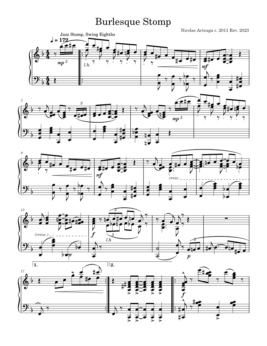 Burlesque Stomp Sheet music for Piano (Solo) | Musescore.com