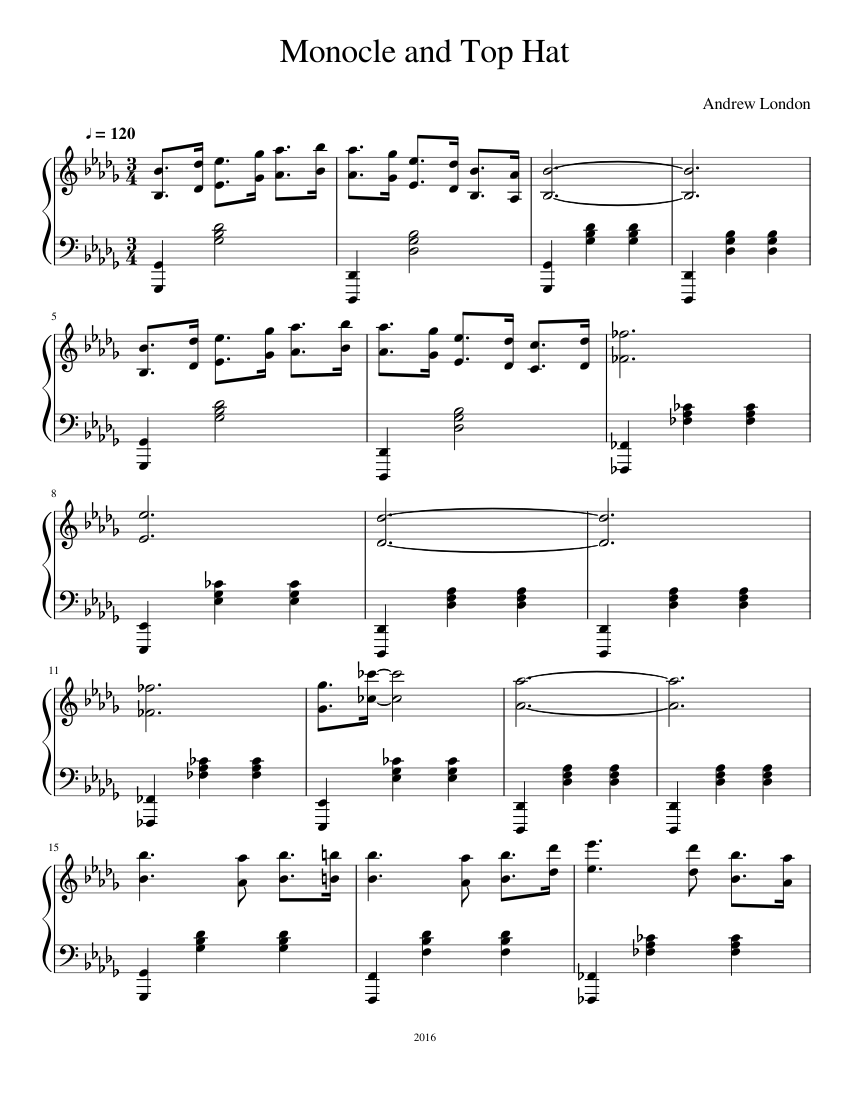 Monocle and Top Hat Sheet music for Piano (Solo) | Musescore.com