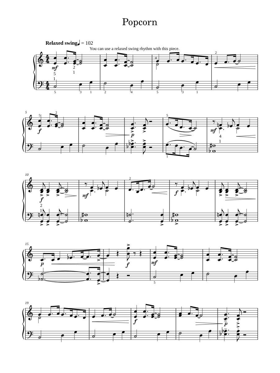 Popcorn Sheet music for Piano by Pam Wedgwood Official | MuseScore.com