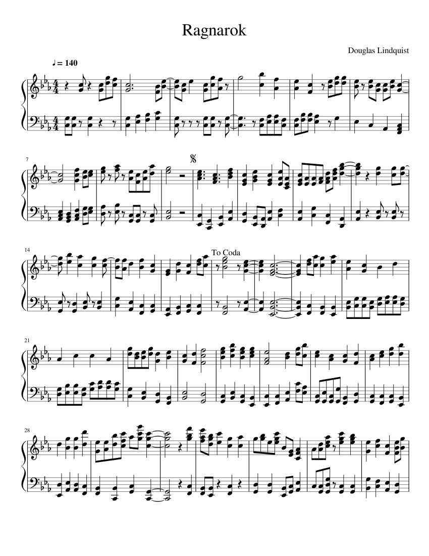 Ragnarok Sheet music for Piano (Solo) | Musescore.com