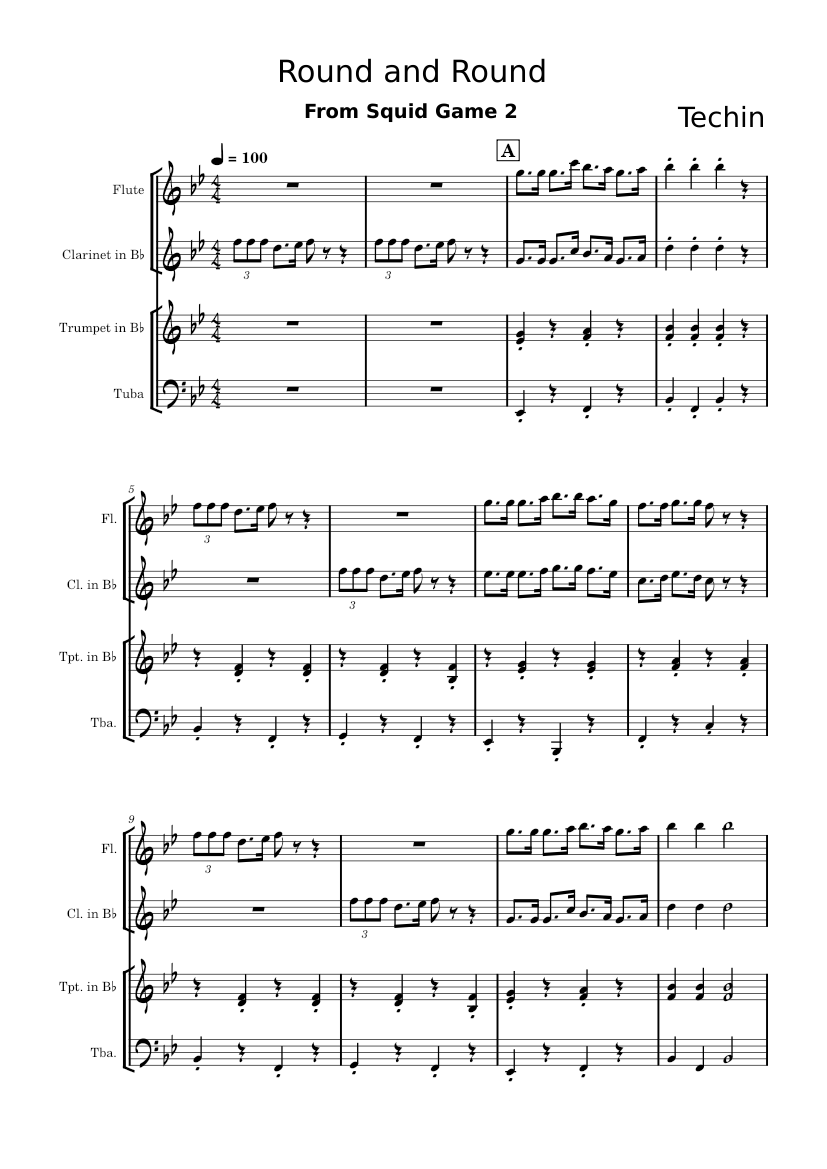 Squid Game 2 - Mingle song Sheet Music for Tuba, Flute, Clarinet other ...