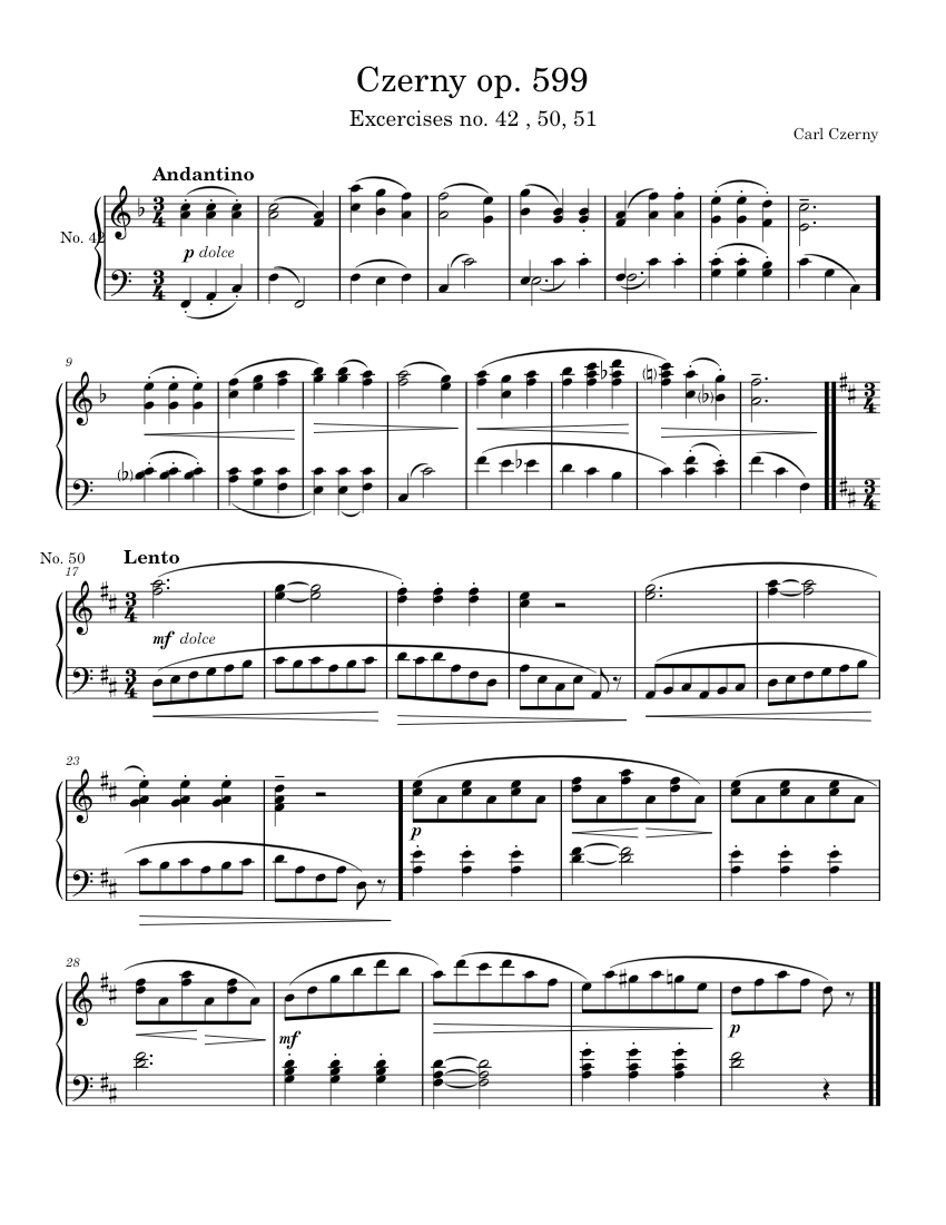 Czerny op 599 no. 42, 50 , 51 Sheet music for Piano (Solo) | Musescore.com