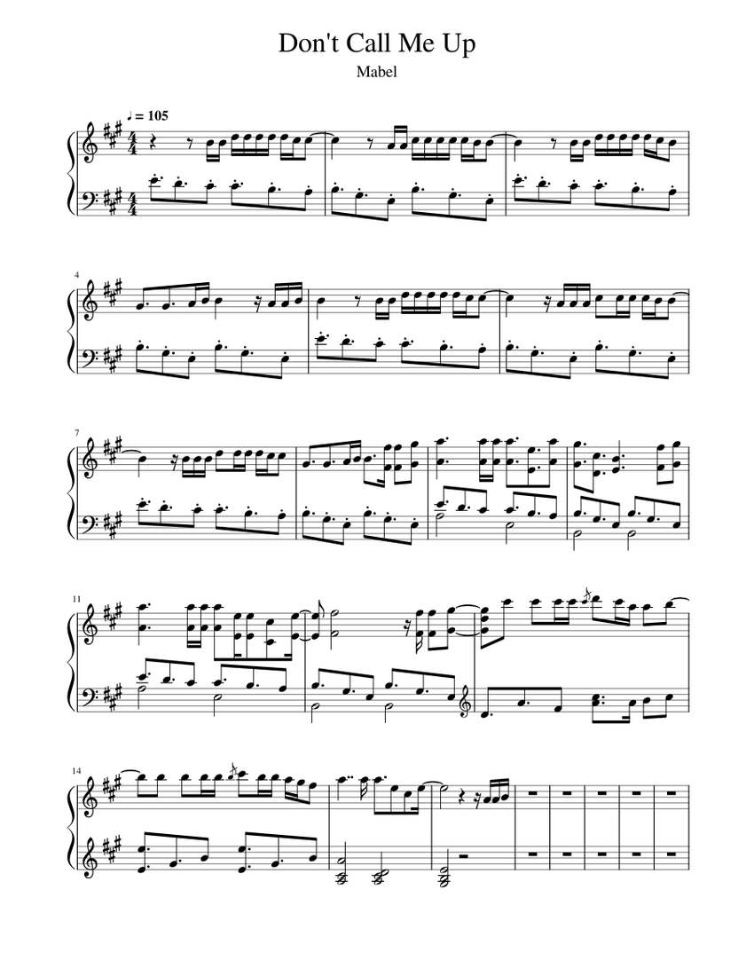 Don't call me up - Mabel Sheet music for Piano (Solo) Easy | Musescore.com