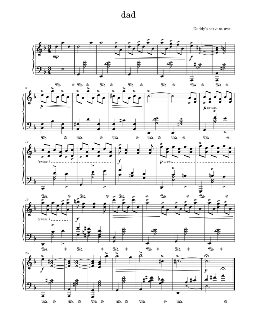 dad Sheet music for Piano (Solo) Easy | Musescore.com