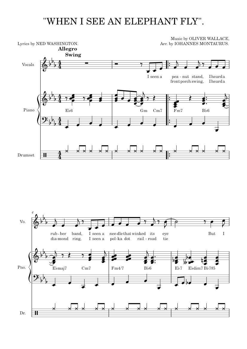 "WHEN I SEE AN ELEPHANT FLY". Sheet Music with Chords for Piano, Drum ...