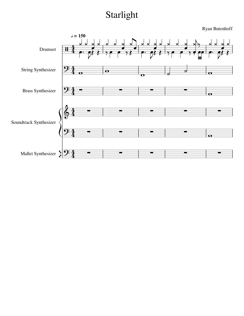 Starlight Sheet music for Drum group, Strings group, Synthesizer, Brass ...