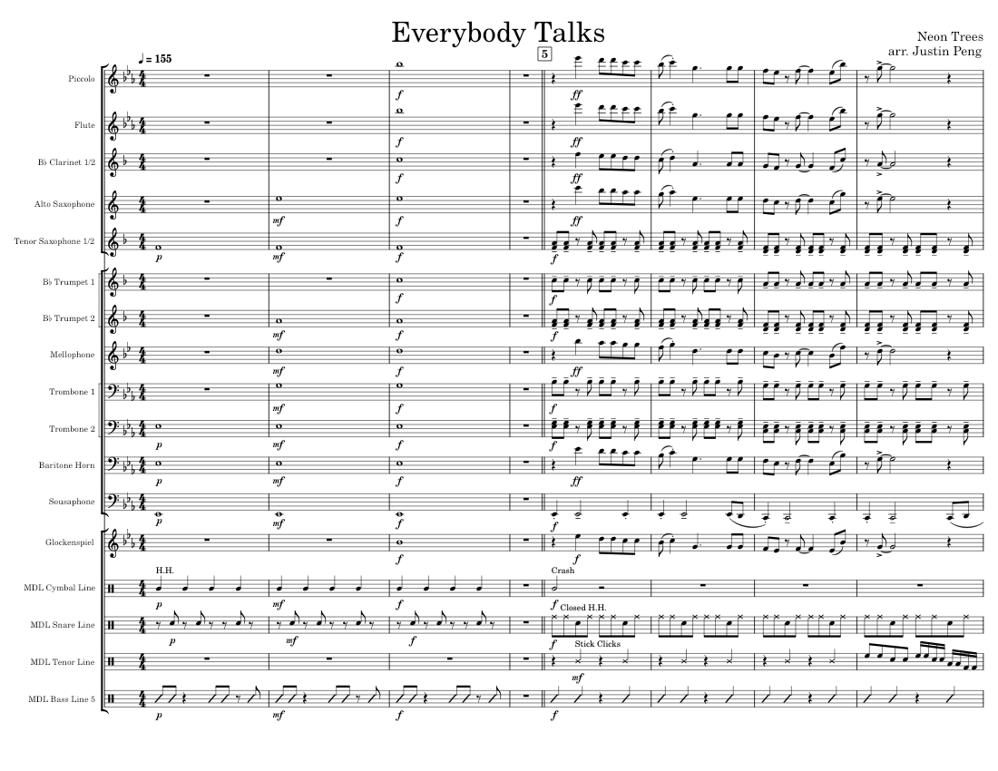 Everybody Talks (marching band) Sheet music for Trombone, Mellophone ...