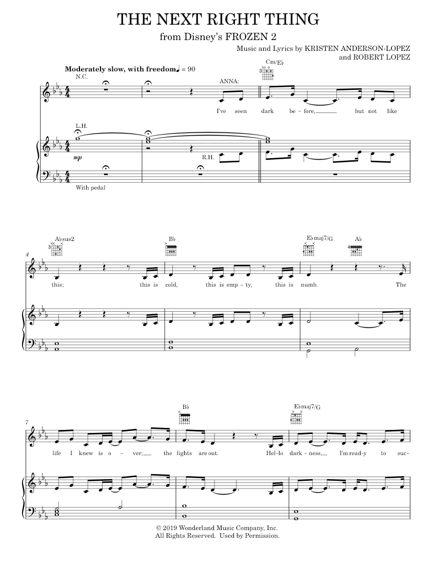 The Next Right Thing (from Disney's Frozen 2) Sheet music for Piano ...