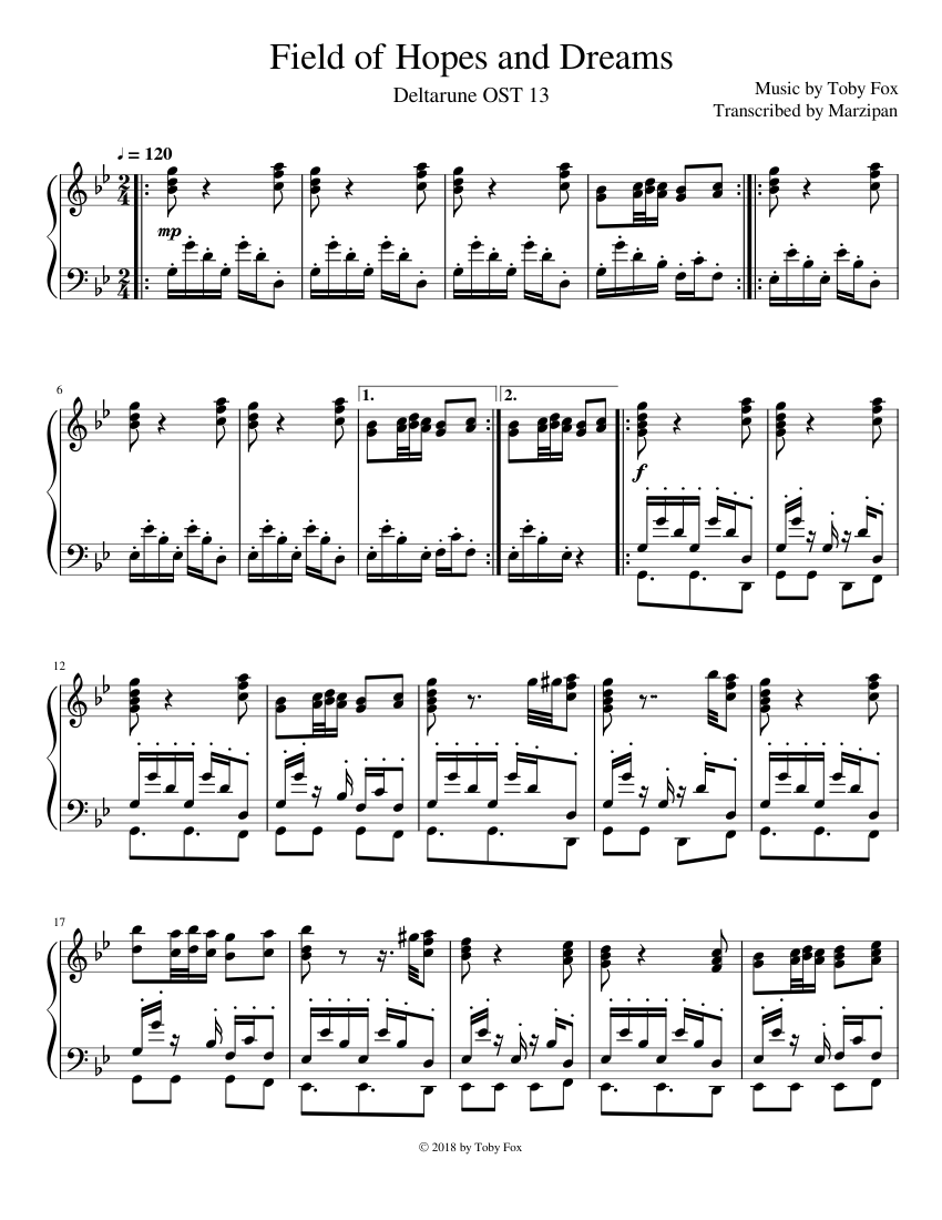 Deltarune - Field of Hopes and Dreams Sheet music for Piano (Solo) | Musescore.com