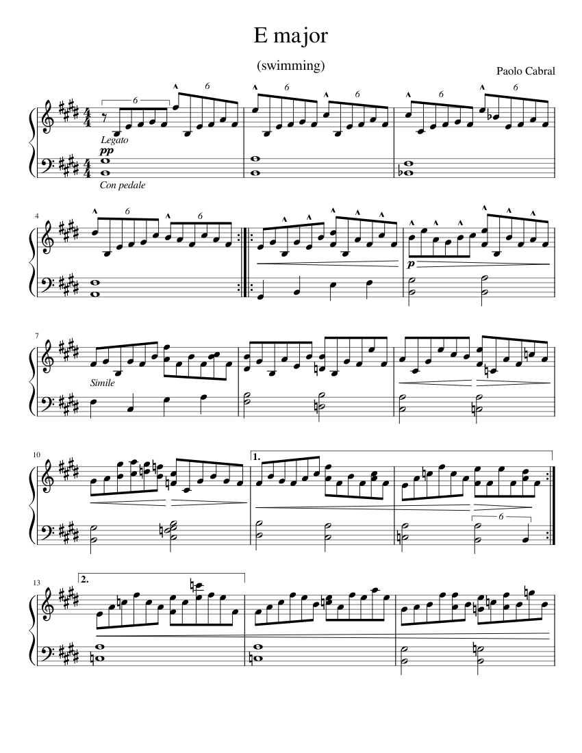 E major Sheet music for Piano (Solo) | Musescore.com