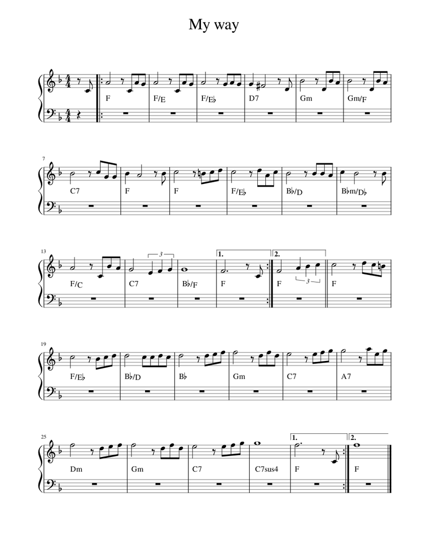 My way Sheet music for Piano (Solo) Easy | Musescore.com