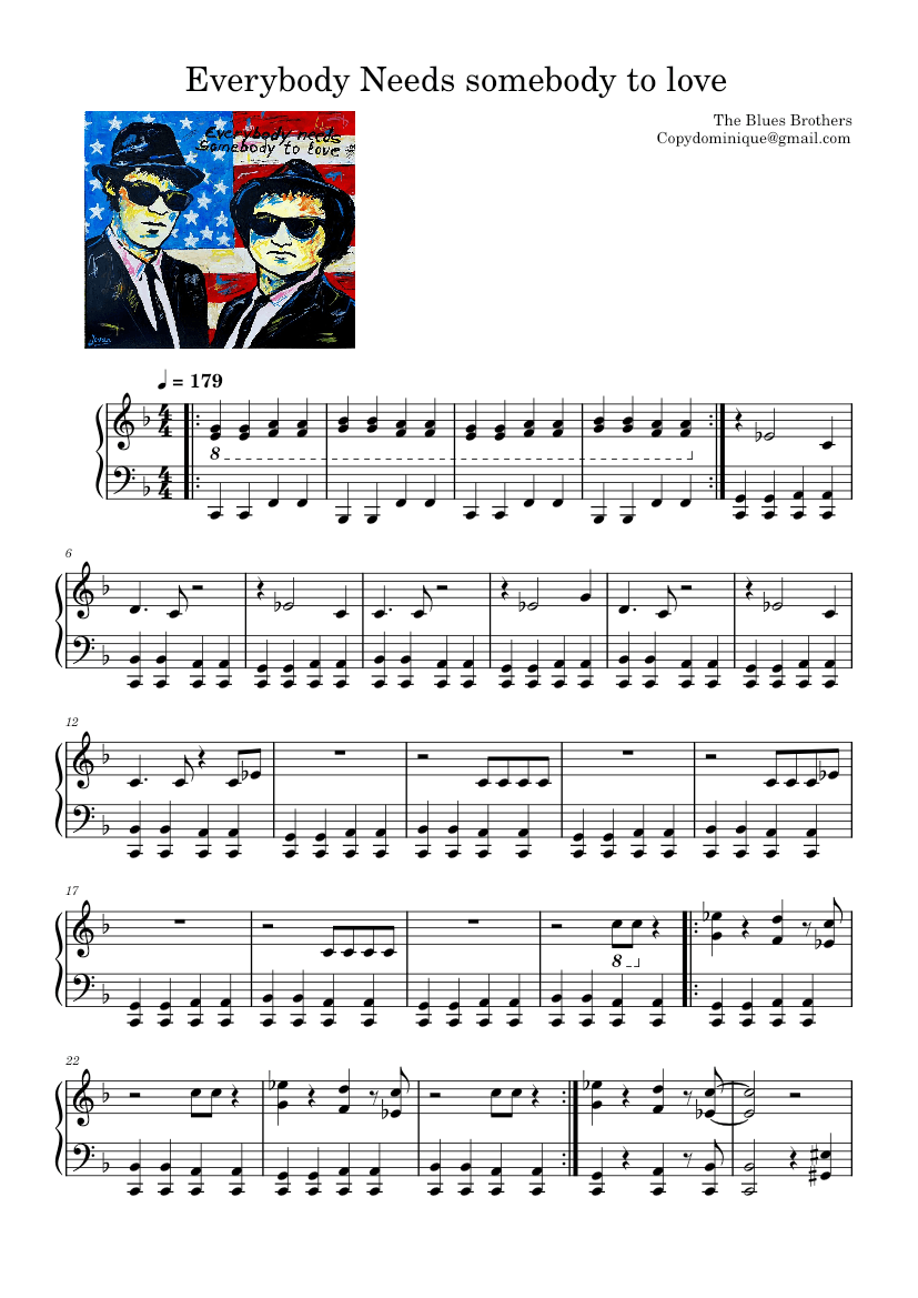 Everybody needs somebody to love – The Blues Brothers 1964 Sheet Music ...