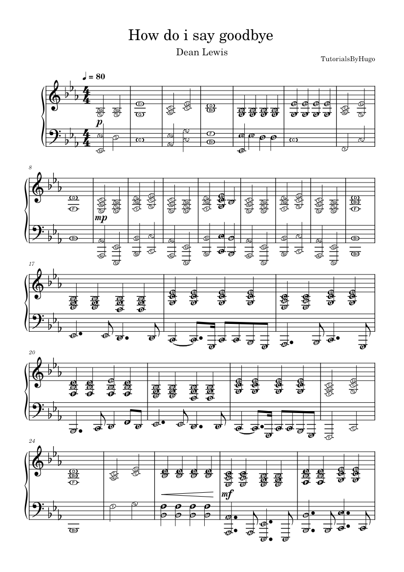 How Do I Say Goodbye – Dean Lewis How do i say goodbye Sheet music for Piano (Solo) Easy ...