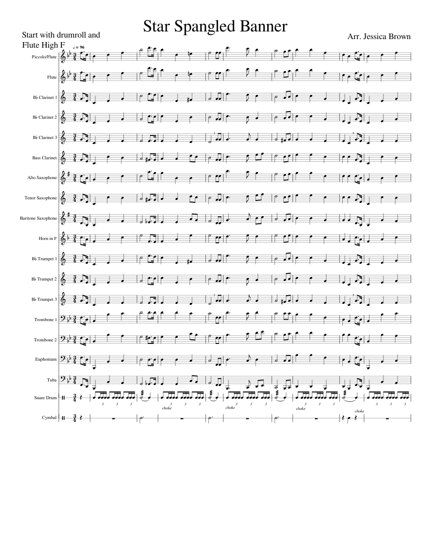 Star Spangled Banner Sheet music for Trombone, Tuba, Flute piccolo ...