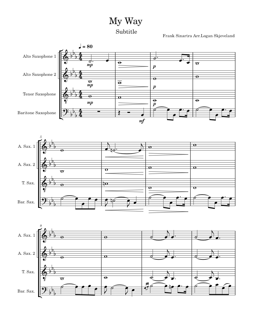 My way – Frank Sinatra My Way Sheet music for Saxophone alto, Saxophone ...