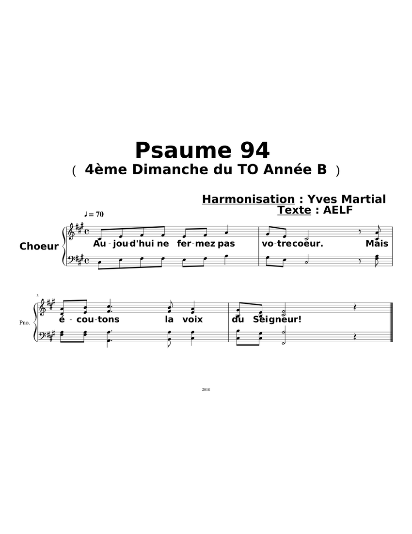 PSAUME 94 Sheet music for Piano, Soprano (Piano-Voice) | Musescore.com
