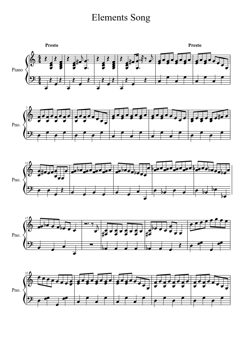 Elements Song Sheet music for Piano (Solo) | Musescore.com