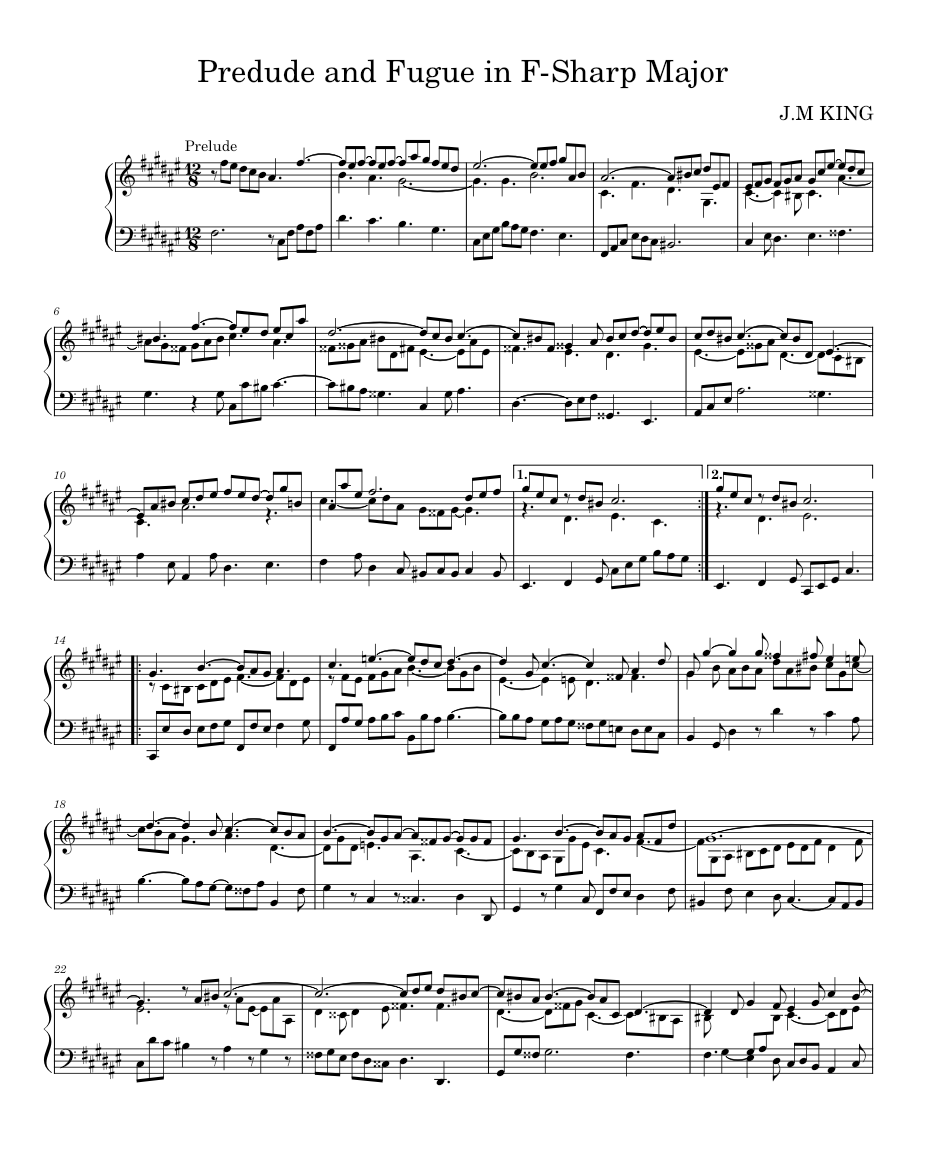 Prelude and Fugue in F-Sharp Major Sheet music for Piano (Solo ...