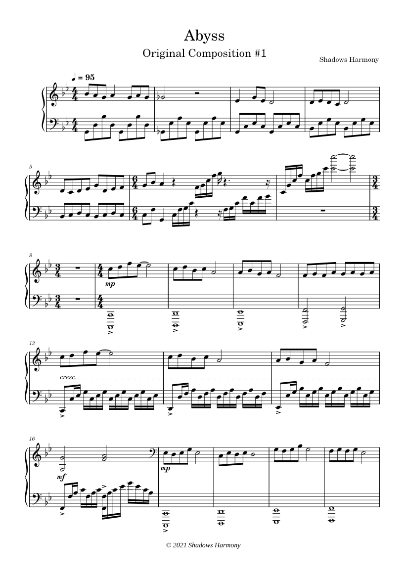 Abyss Sheet Music for Piano (Solo) | MuseScore.com