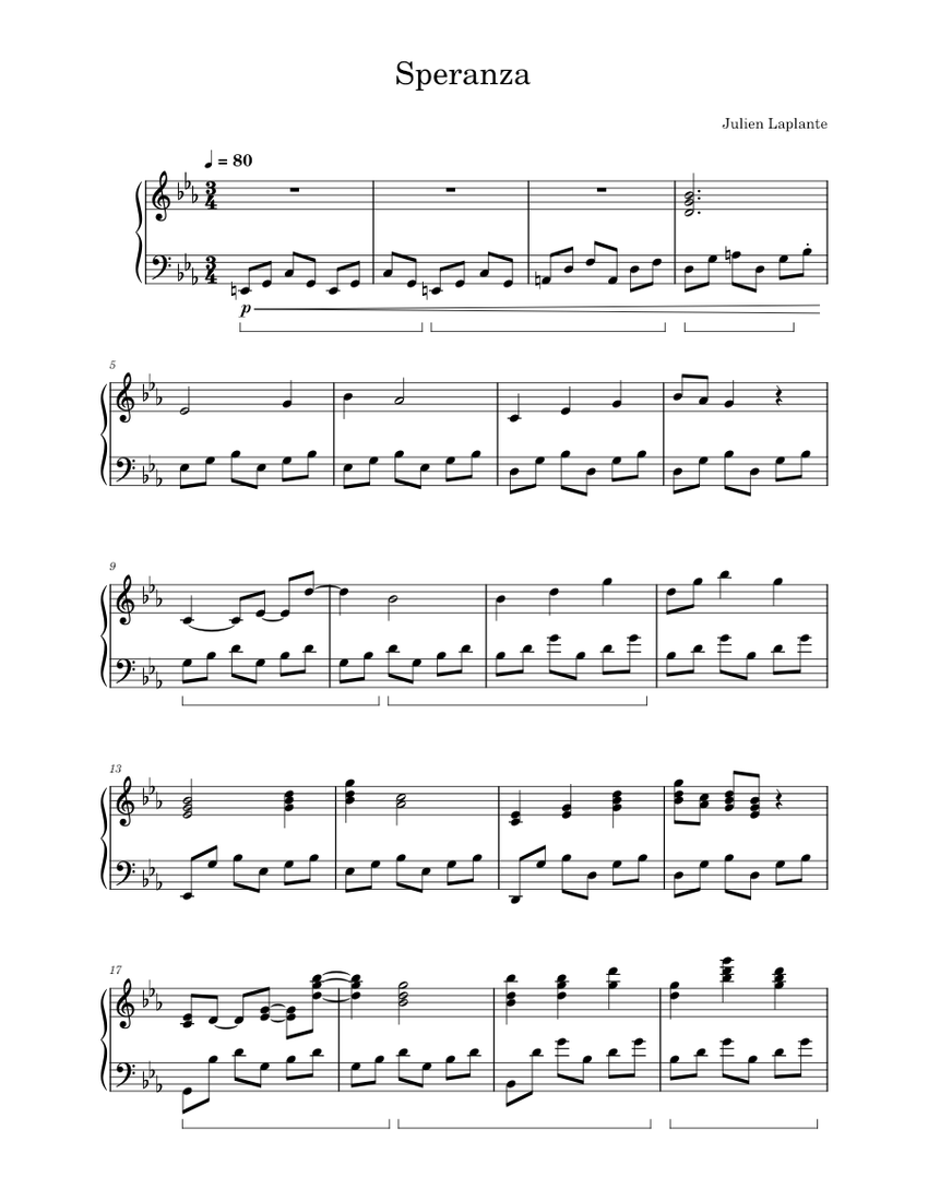Speranza - Julien Laplante Sheet music for Piano (Solo) | Musescore.com