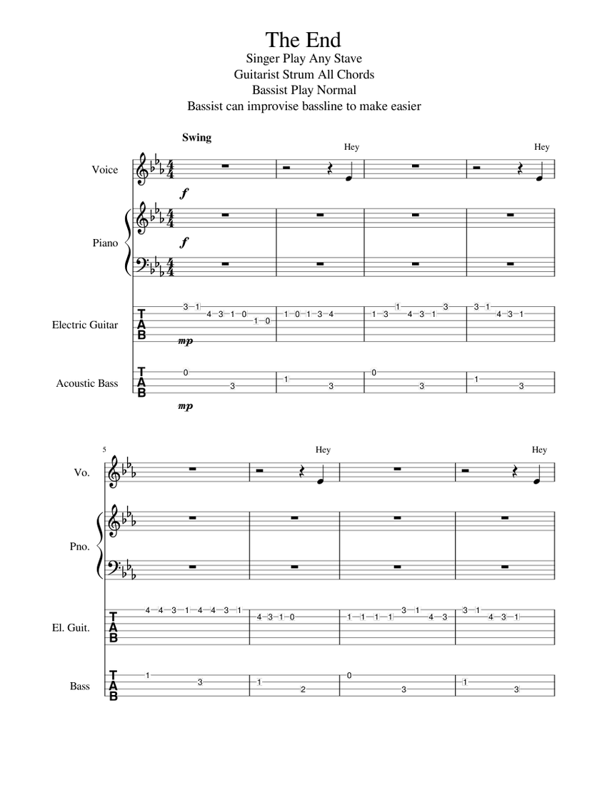 The End - piano tutorial