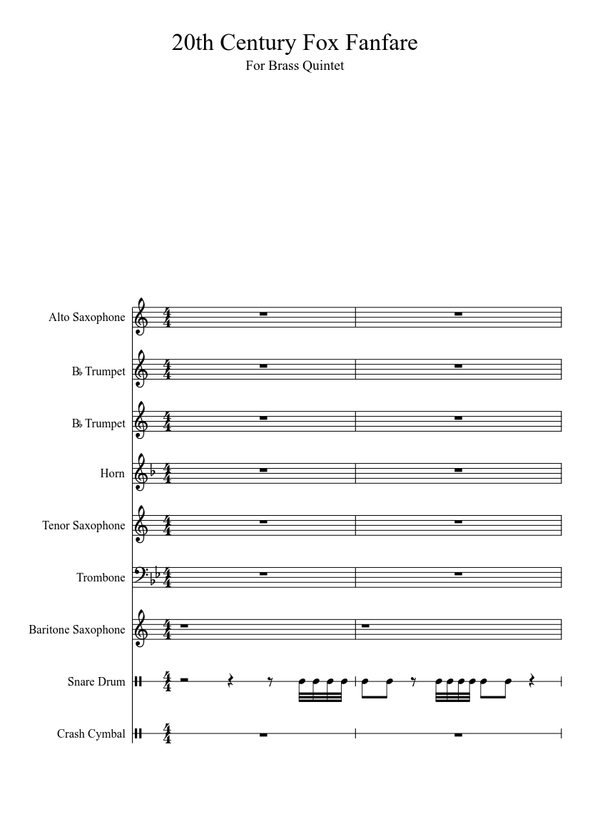 20th Century Fox Theme Sheet music for Trombone, Trumpet other (Mixed Trio) | Musescore.com