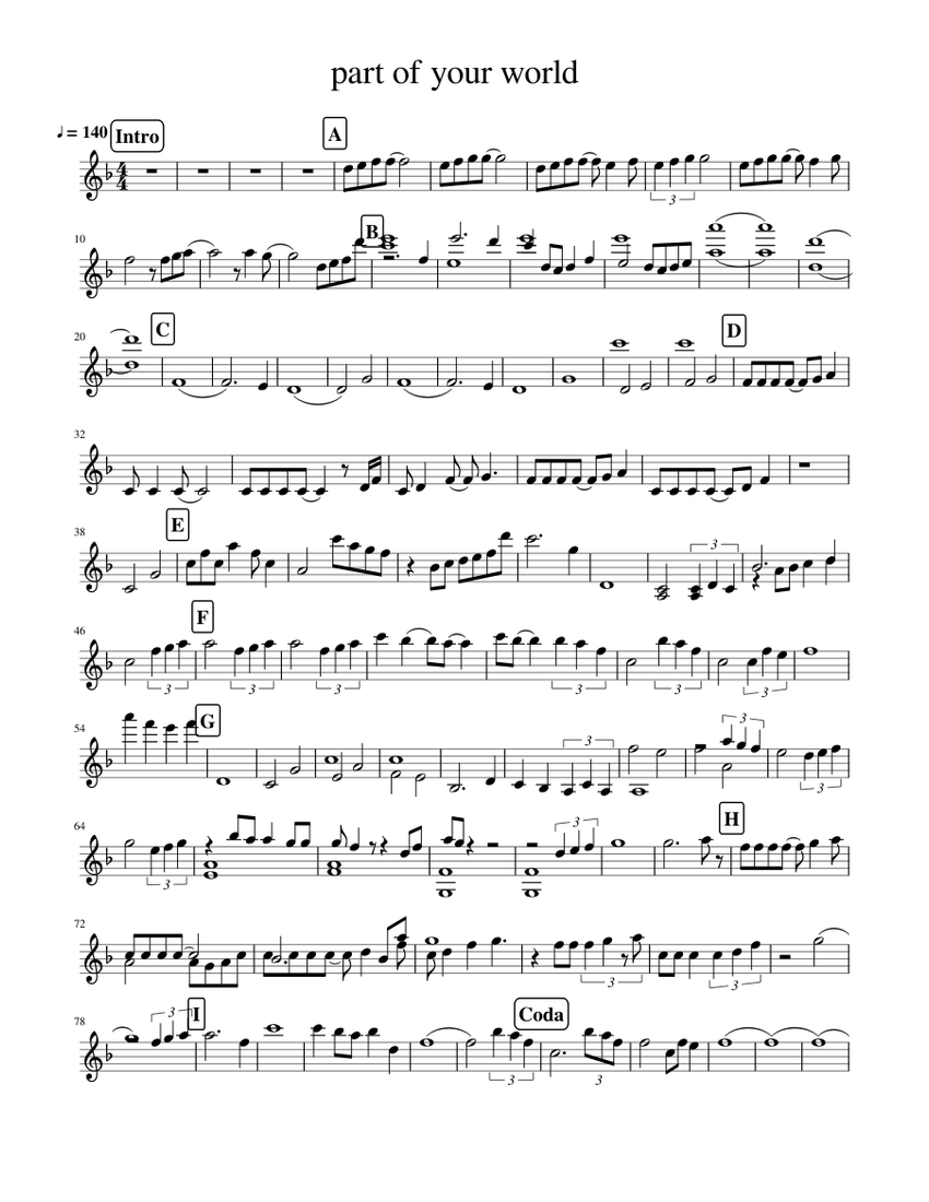 part of your world Sheet music for Piano (Solo) | Musescore.com