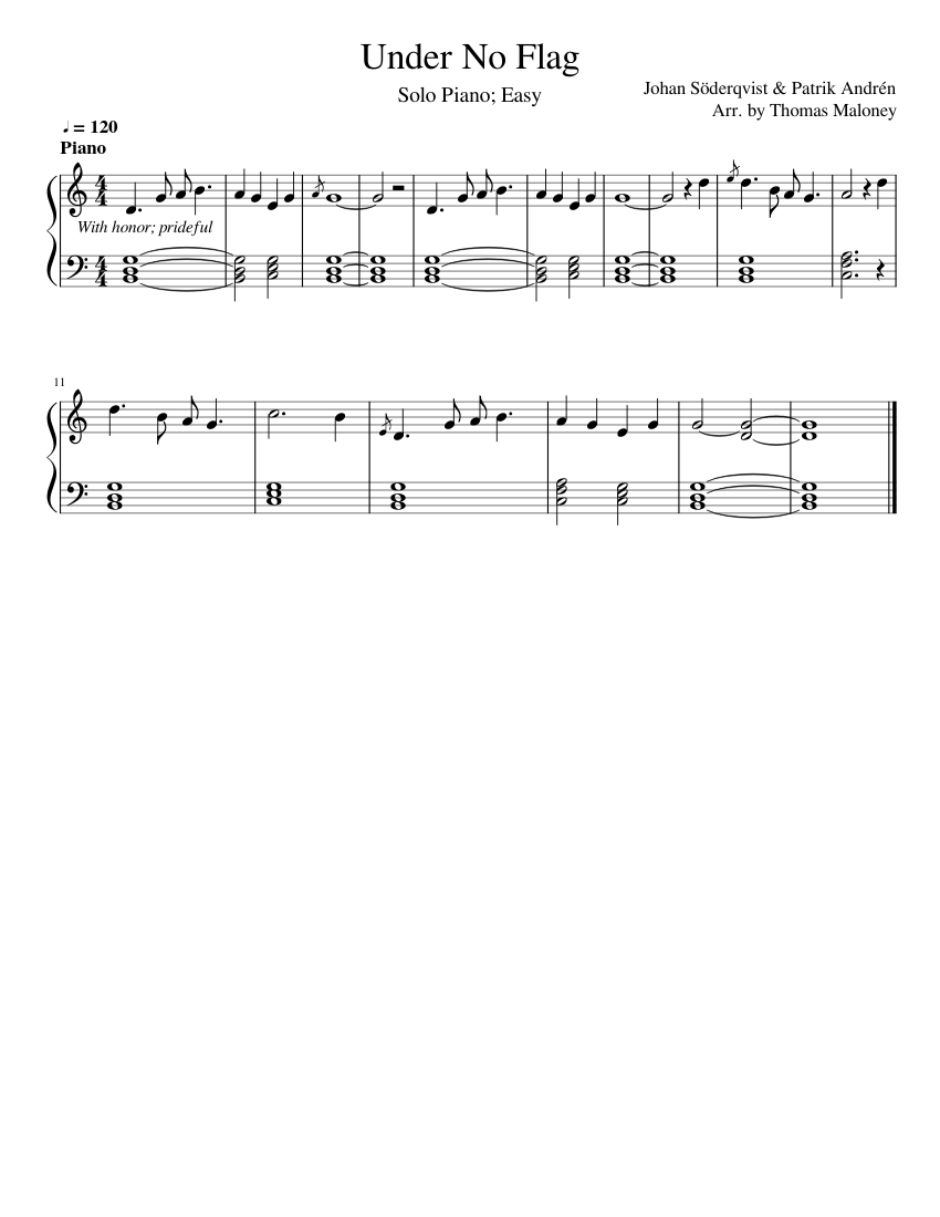 Under No Flag - Thomas Maloney Sheet music for Piano (Solo) | Musescore.com
