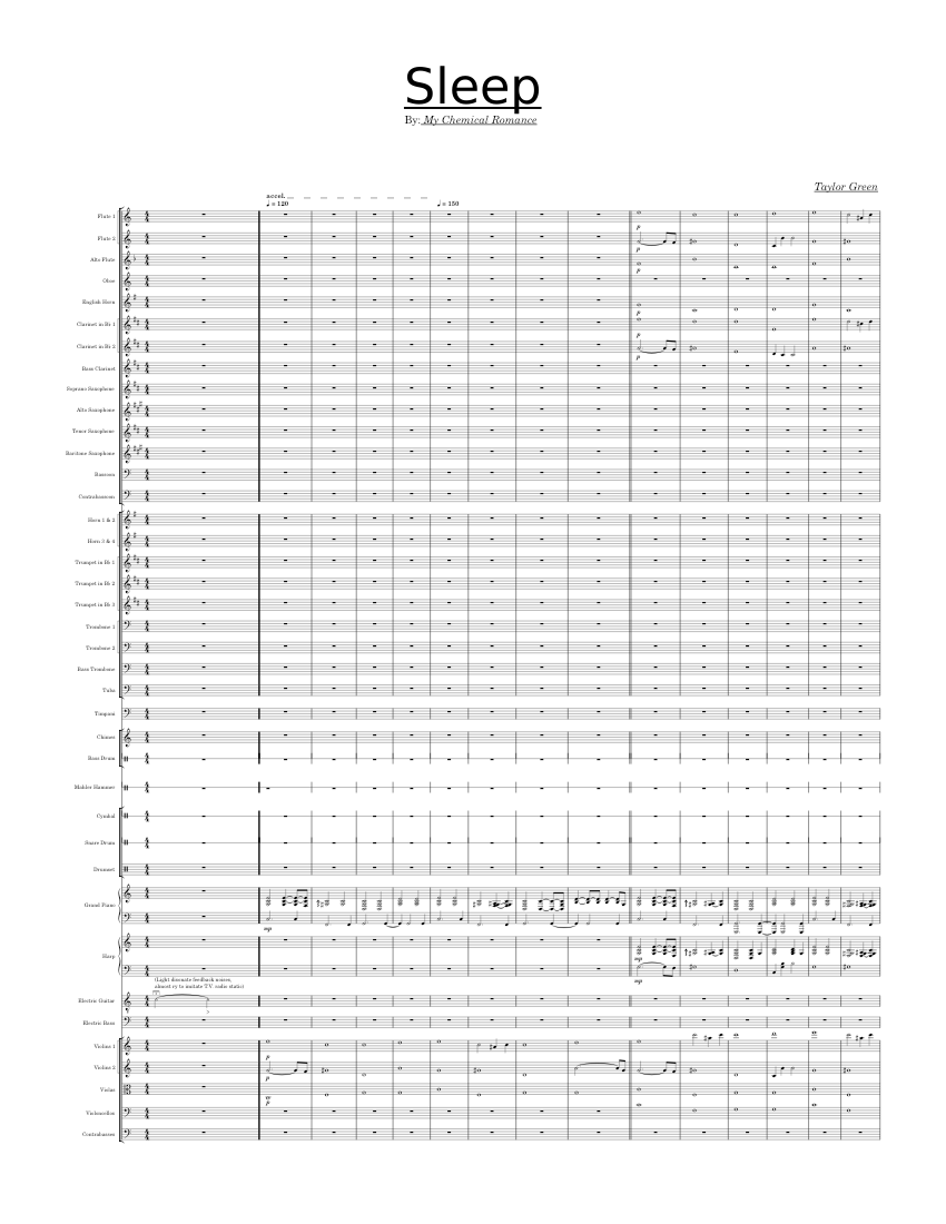 Sleep – My Chemical Romance - For A Full Orchestra & Rock Band Sheet ...