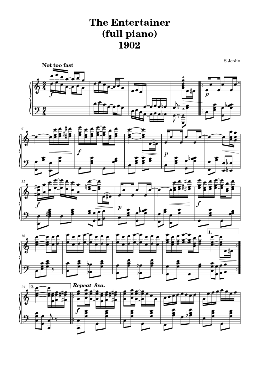 The Entertainer – Scott Joplin 1902 Sheet music for Piano (Solo ...
